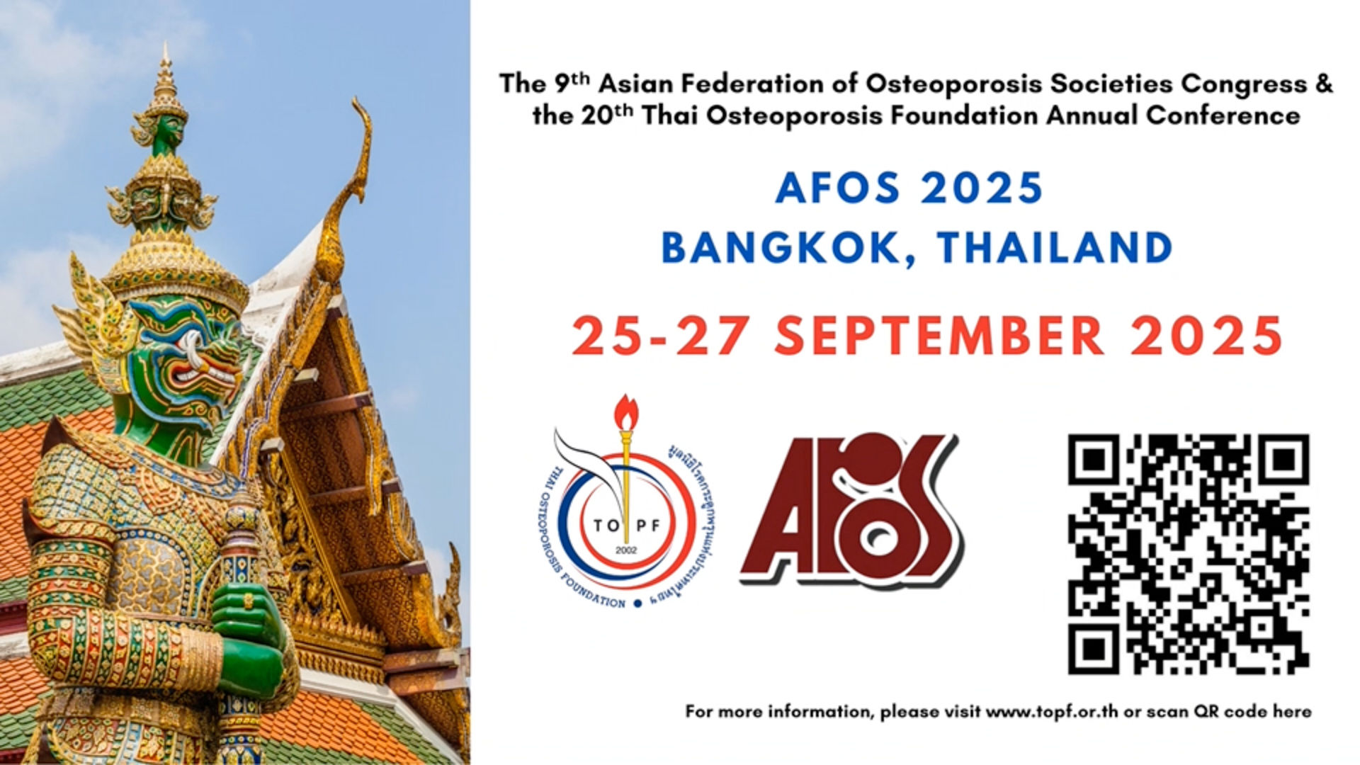 The 9th Asian Federation of Osteoporosis Societies Congress (AFOS) 2025 – มูลนิธิโรคกระดูกพรุน ...
